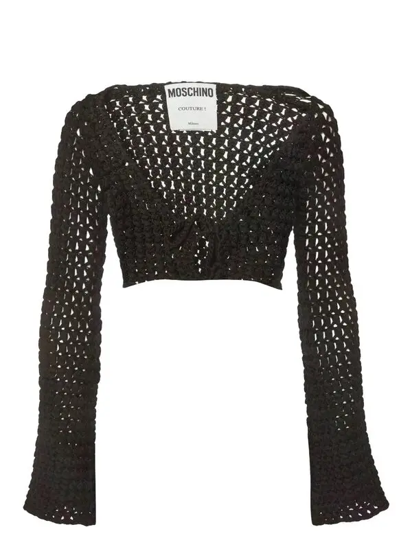 Moschino Open-knit Cropped Sweater - Black