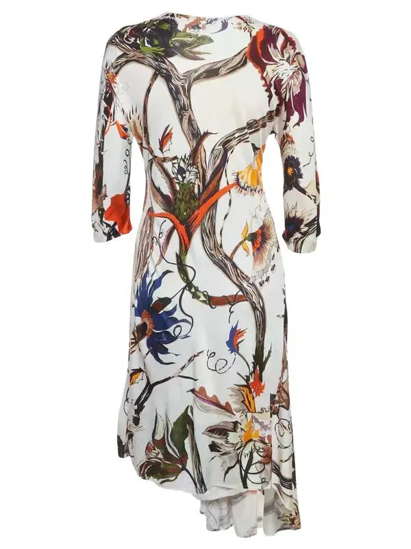 Balenciaga Iguana Floral Asymmetric Dress - White
