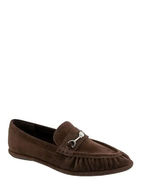 Splendid Terry Suede Loafers With Gold Tone Charm - Spice