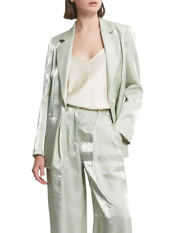 OTTOD'AME Viscose And Linen Blend Jacket With Satin Effect - Mint