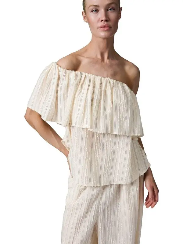 Day Birger Et Mikkelsen Off-the-shoulder Ruffle Top - Jet Stream
