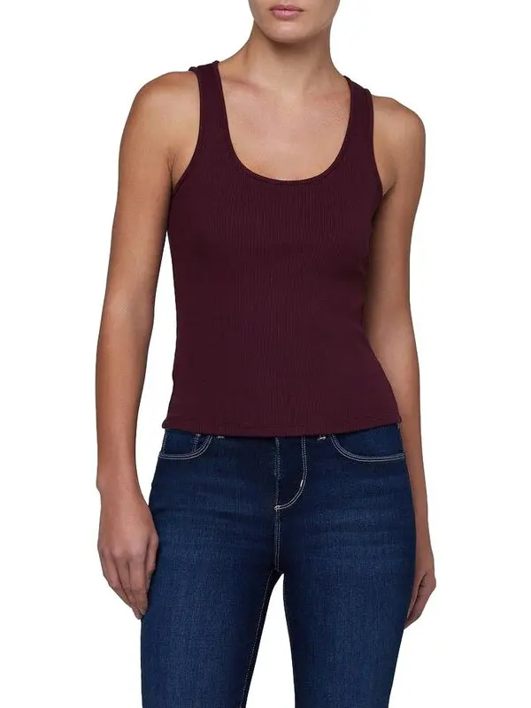 L'Agence Adira Ribbed Scoop Neck Tank - Deep Sangria