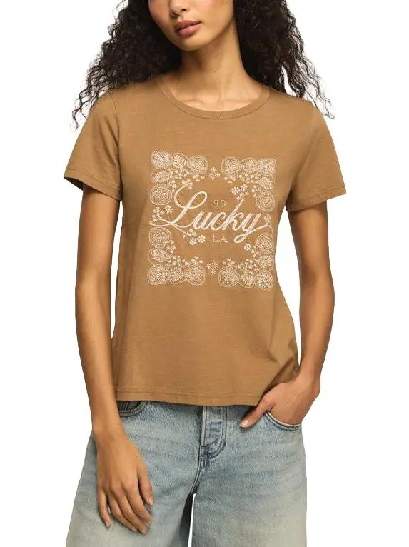 Lucky Brand Floral Frame Graphic T-shirt - Brown