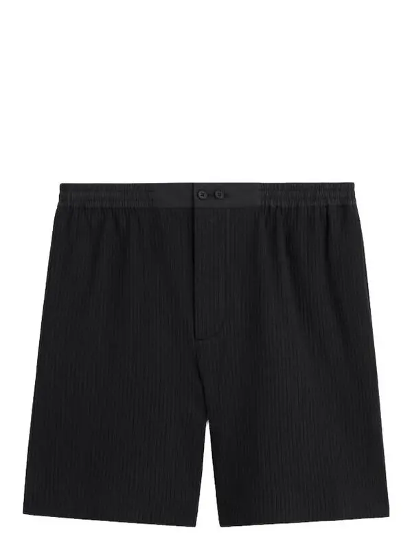 Cos Ribbed Cotton-jersey Shorts With Paneled Waistband - Black