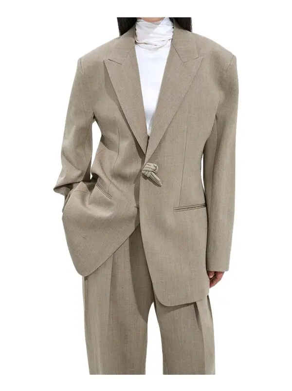 Bottega Veneta Wool And Linen Melange Jacket - Nude