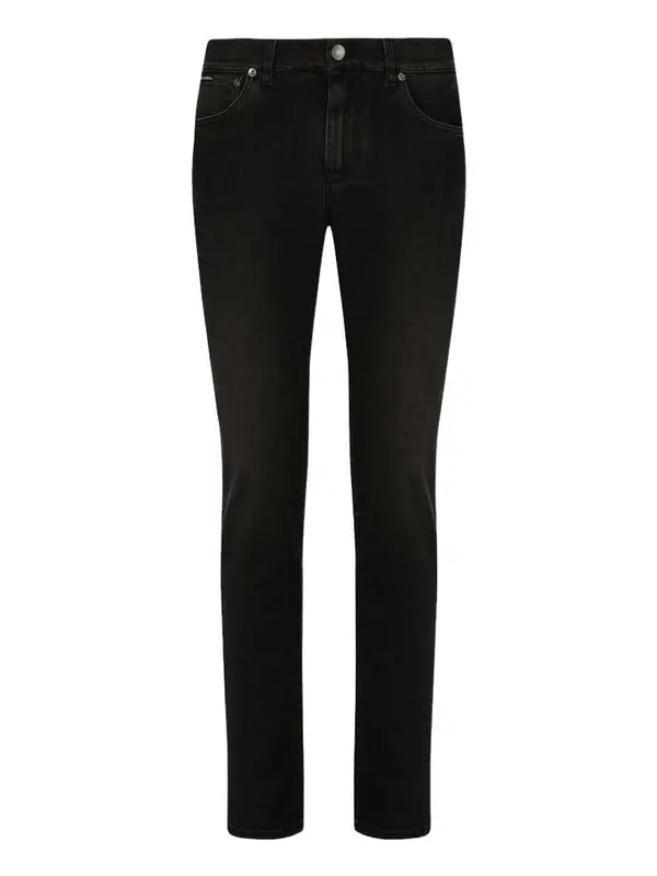 Dolce & Gabbana Slim-fit Jeans With Logo Plaque - Black