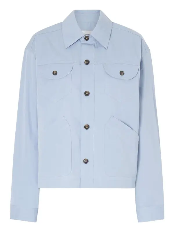 FRAME Utility Cropped Cotton-poplin Jacket - Blue