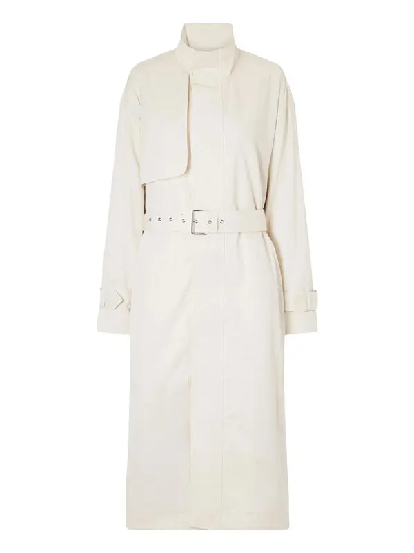 FRAME Belted Cotton-twill Trench Coat - Neutrals