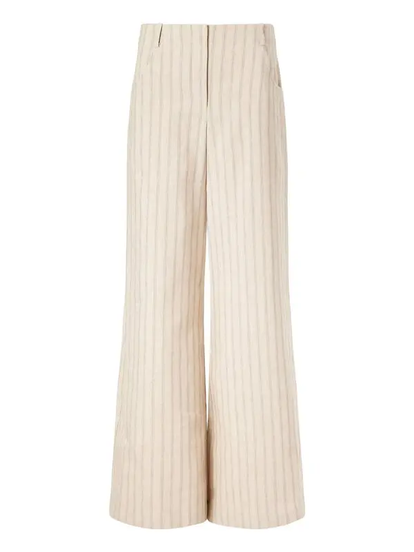 TWP Demie Striped Wide-leg Pants - Neutrals