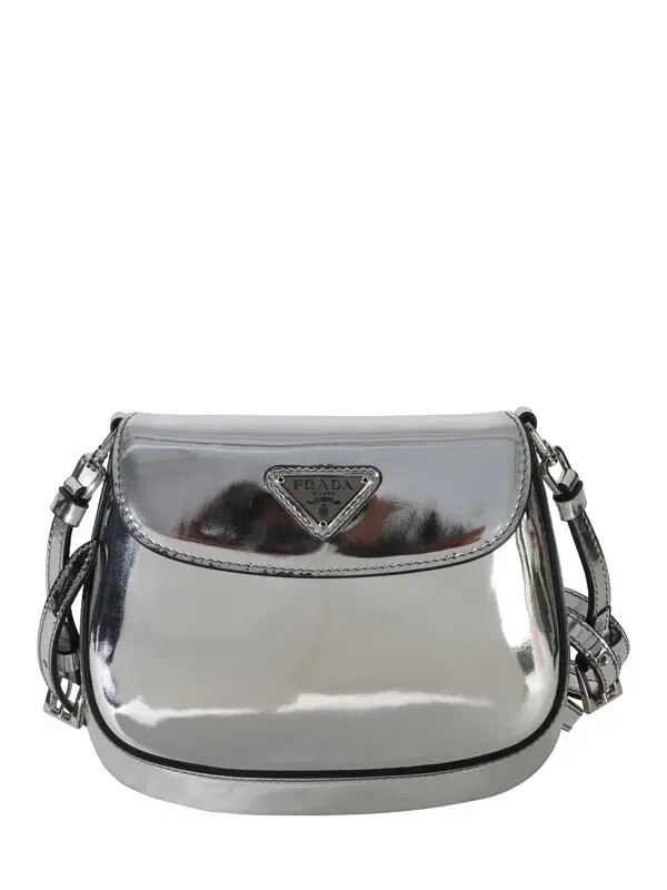 Prada Argento Spazzolato Cleo Flap Bag - Silver