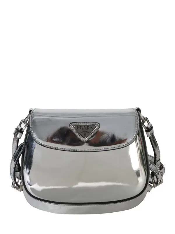 Prada Argento Spazzolato Cleo Flap Bag - Silver
