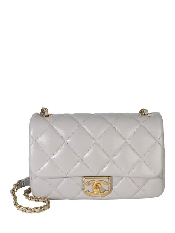 Chanel Grey Quilted Lambskin Flap Bag - Gray