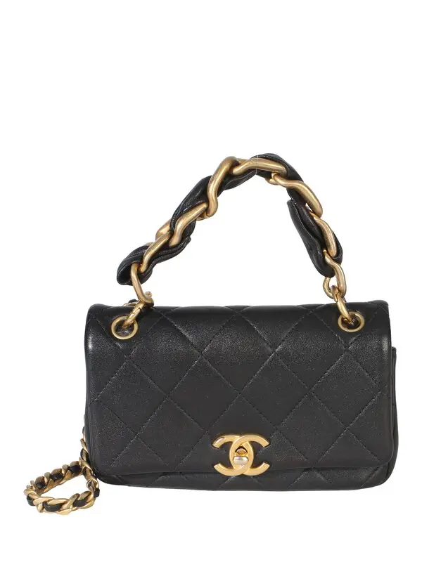Chanel Quilted Lambskin Chain Flap Bag - Black