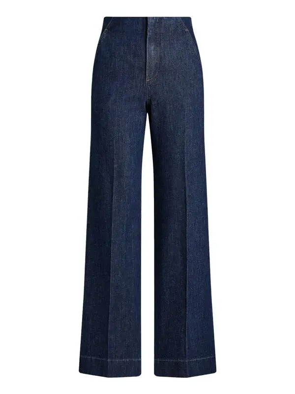 Scanlan Theodore Denim Cropped Wide Leg Jeans - Indigo.b