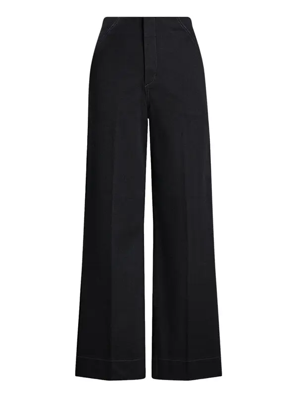 Scanlan Theodore Denim Cropped Wide Leg Jeans - Black