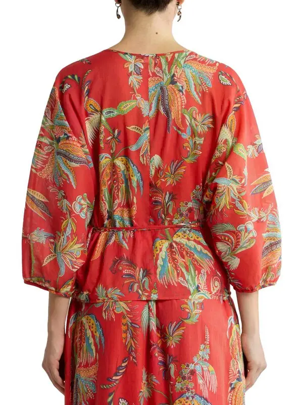 Etro Paisley Print Ruffled Blouse - Red
