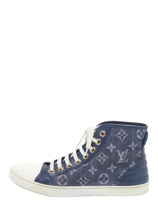 LOUIS VUITTON Monogram Leather High-top Sneakers - Blue