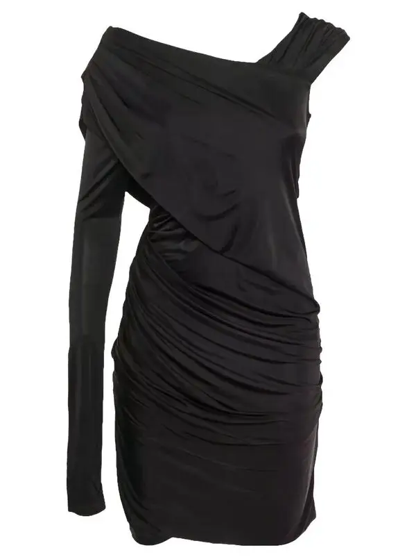 ALEXANDER WANG One-shoulder Draped Mini Dress - Black