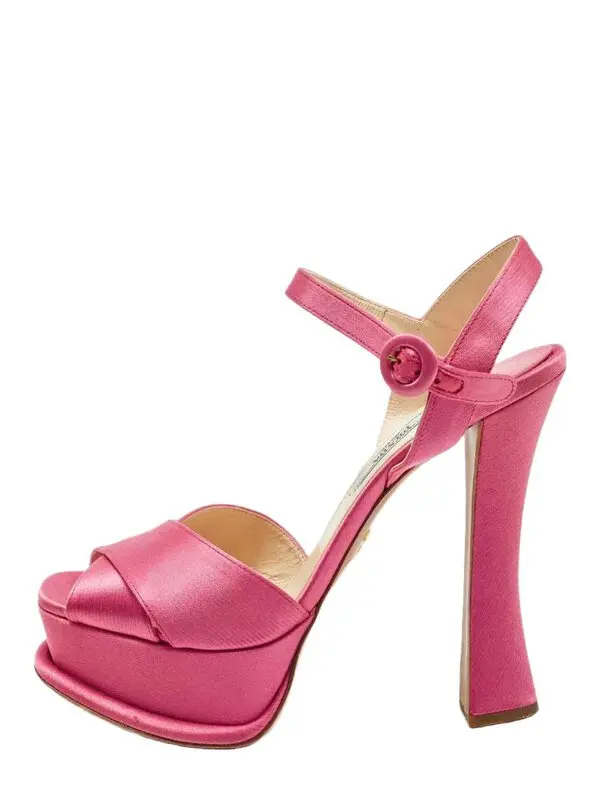 Prada Crisscross Heeled Sandals - Pink
