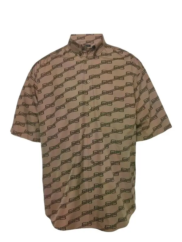 Balenciaga Monogram-print Oversized Shirt - Neutrals