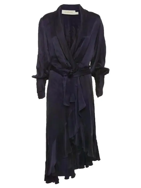 Zimmermann Asymmetric Wrap Midi Dress - Blue
