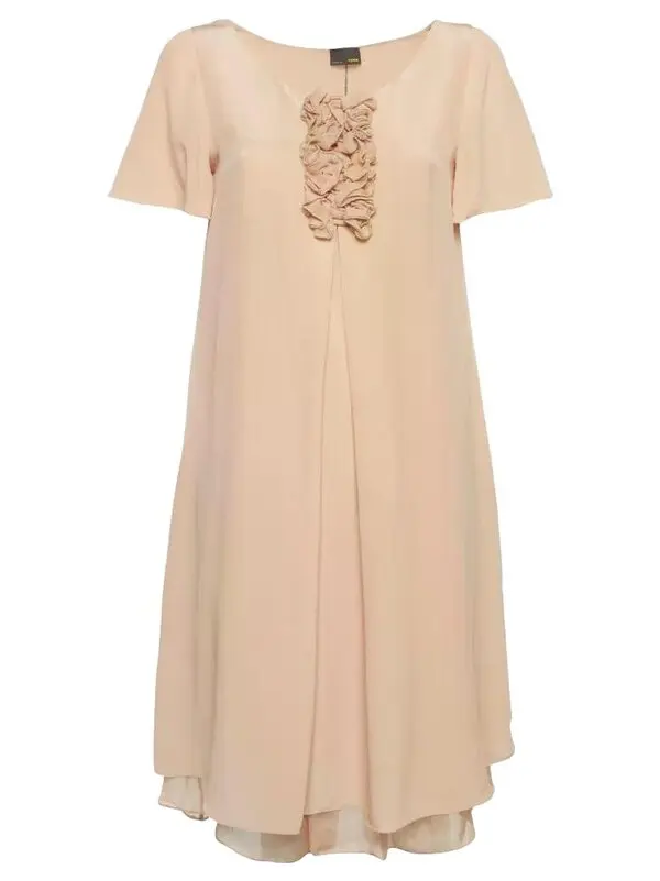 Fendi Silk Frilled Detail Mini Dress - Neutrals