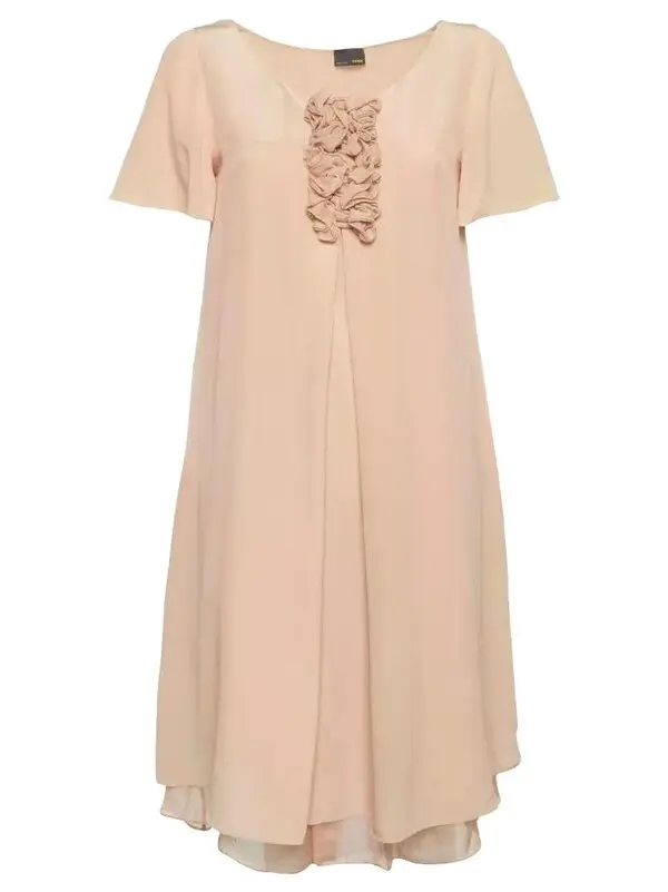 Fendi Silk Frilled Detail Mini Dress - Neutrals