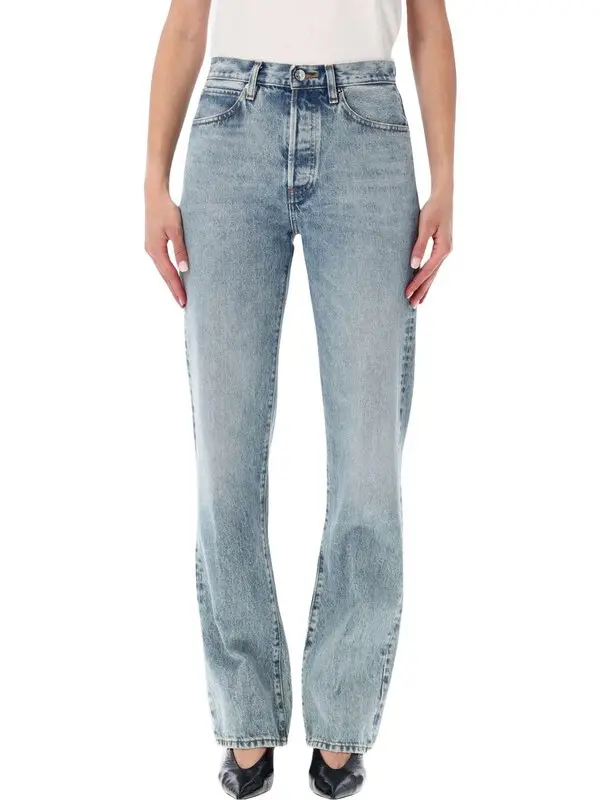 FRAME Vertical High-waisted Straight Jeans - Denim