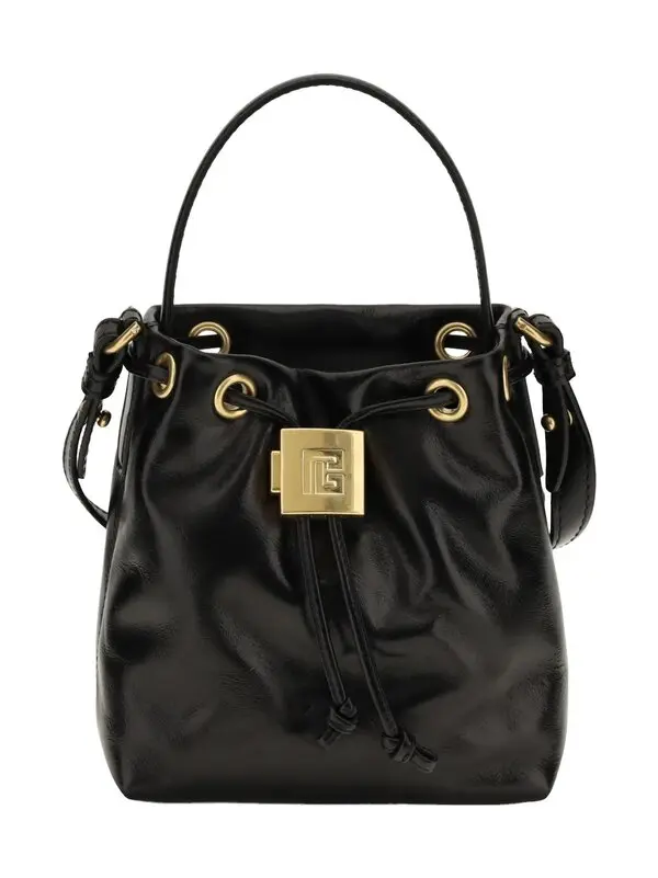 Balmain Pulse Mini Bag With Drawstring Closure And Padlock - Black