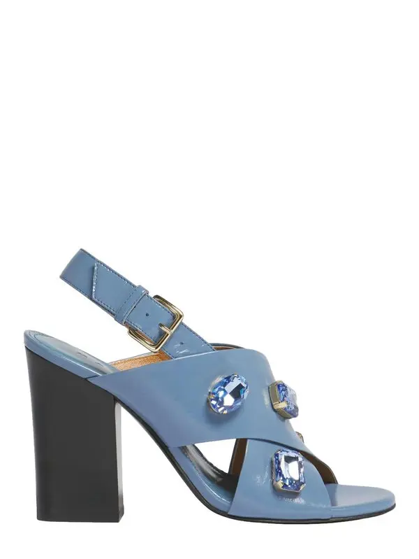 Marni Embellished Block Heel Slingback Sandals - Blue