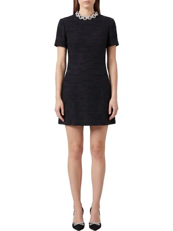 Valentino Garavani A-line Mini Dress With Rhinestone Embellishment - Black