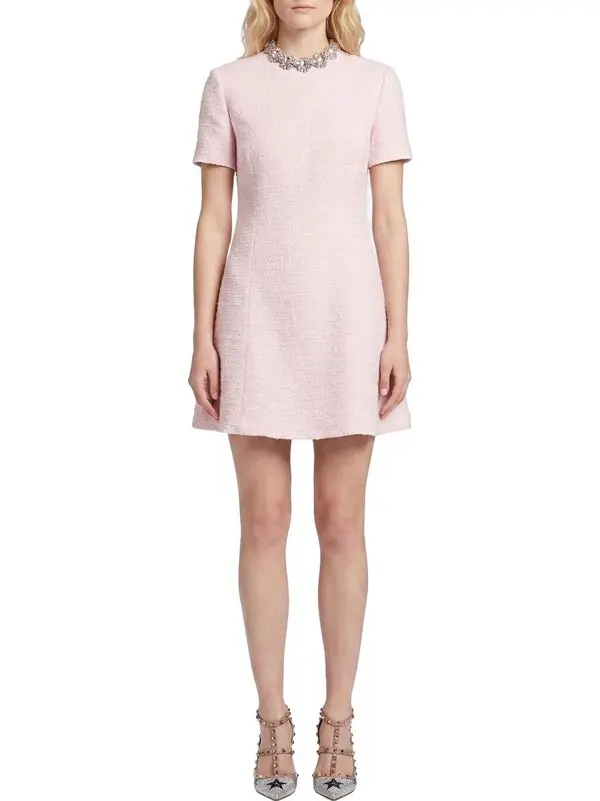 Valentino Garavani A-line Mini Dress With Rhinestone Embellishment - Pink