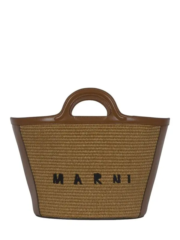 Marni Tropicalia Leather And Raffia Bag - Brown