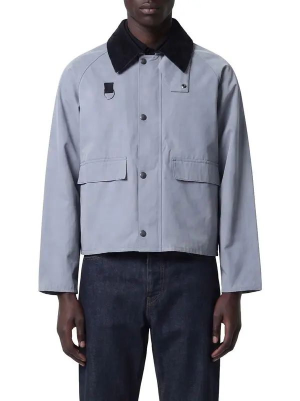 Barbour Waxed Cotton Shirt Jacket With Corduroy Collar - Blue