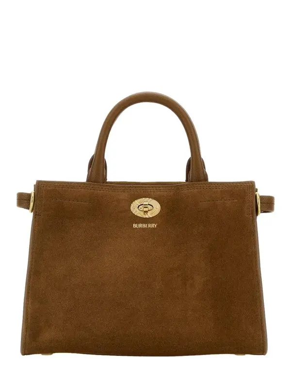 Burberry Suede Calfskin Handbag With Double Handle - Hazel