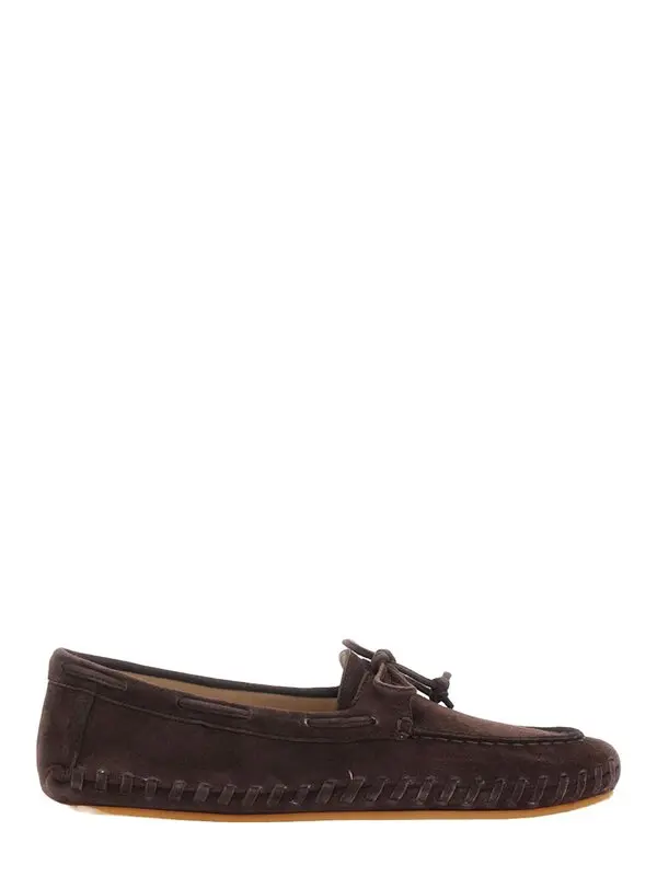 Le Monde Beryl Suede Driver Loafers With Woven Straps - Brown