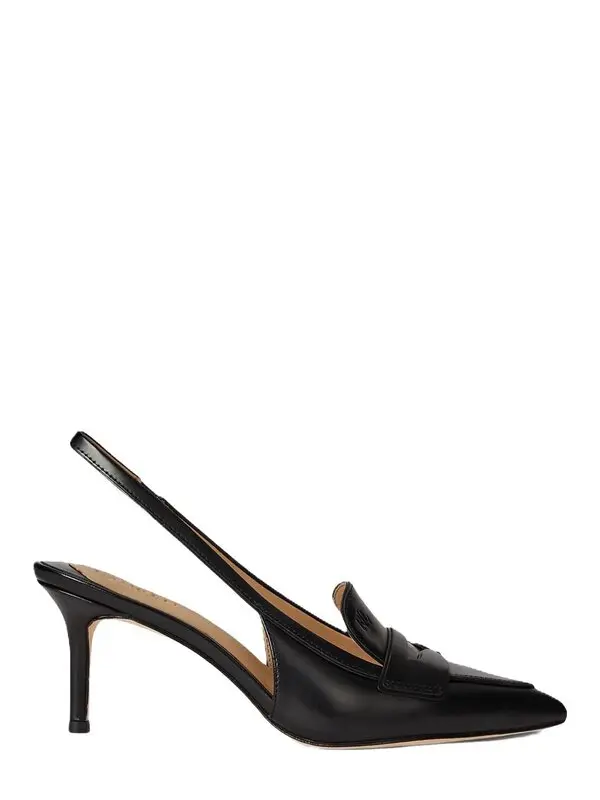 Ralph Lauren Smooth Cow Leather Slingback Court Shoes - Black