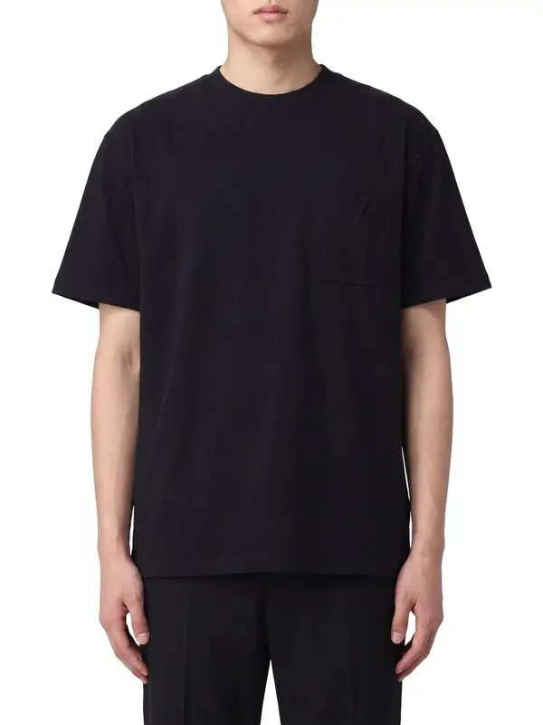 Valentino Garavani Vlogo Signature Cotton-blend T-shirt With Patch Pocket - Black