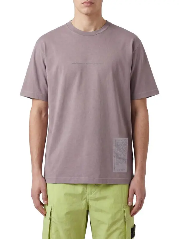 Stone Island Cotton T-shirt With Contrast Logo And Dropped Shoulders - Violet