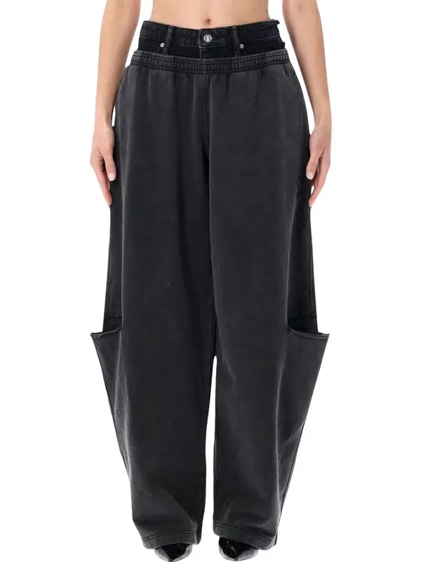 Alexander Wang Prestyled Slashed Wide-leg Cotton Sweatpants - Black