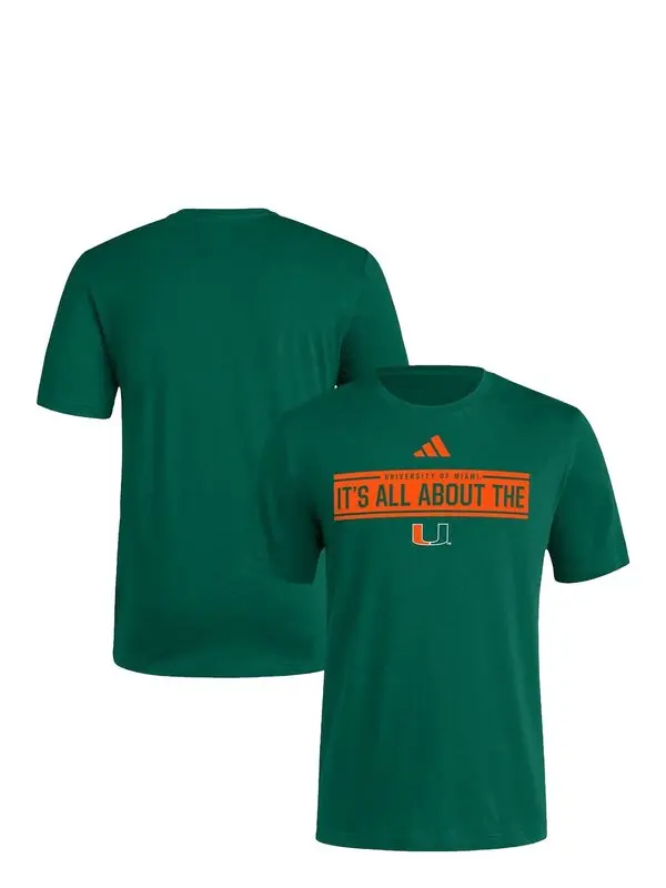 Adidas Miami Hurricanes Locker Slogan Pre-game T-shirt - Green