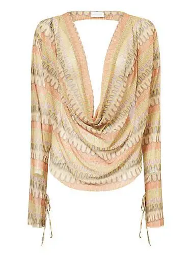 GRACEJACOB Gia Desert Long-sleeve Mesh Top - Multi
