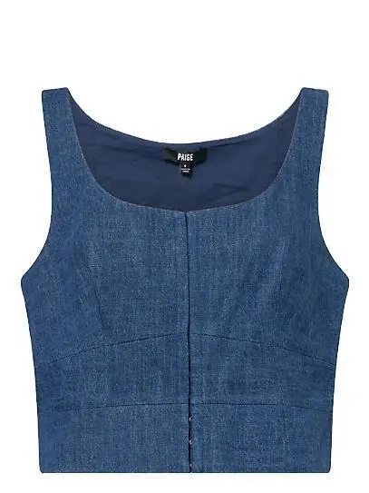 Paige Carra Cotton And Linen Blend Denim Top - Tidepool