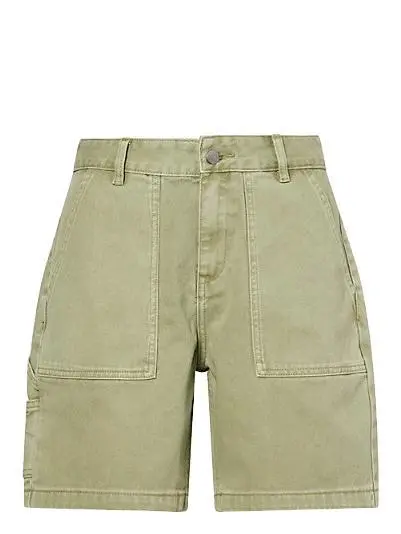 ARNE Carpenter Patch-pocket Denim Shorts - Olive