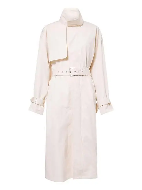 FRAME Cotton Belted Trench Coat - Ecru
