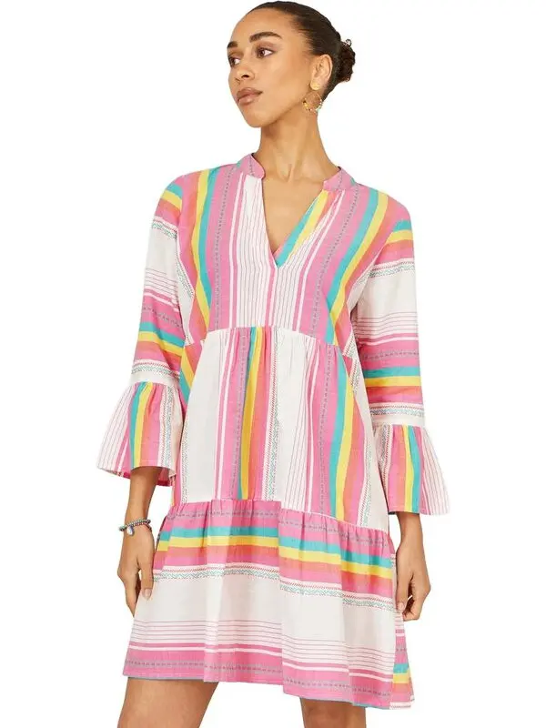 YUMI Printed Cotton Tunic Dress - Multi