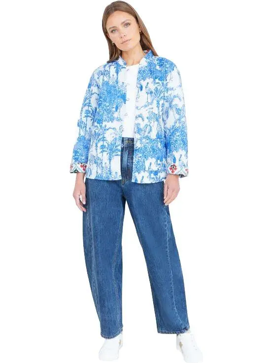 YUMI Reversible Quilted Printed Cotton Jacket - Blue