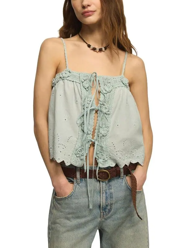 Lucky Brand Crochet Trim Camisole - Ether