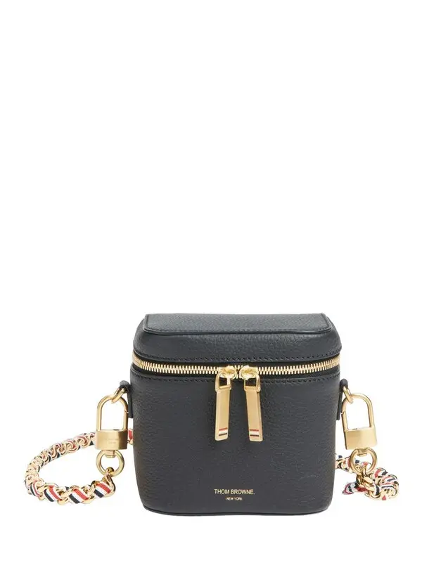Thom Browne Box Leather Crossbody Pouch - Black