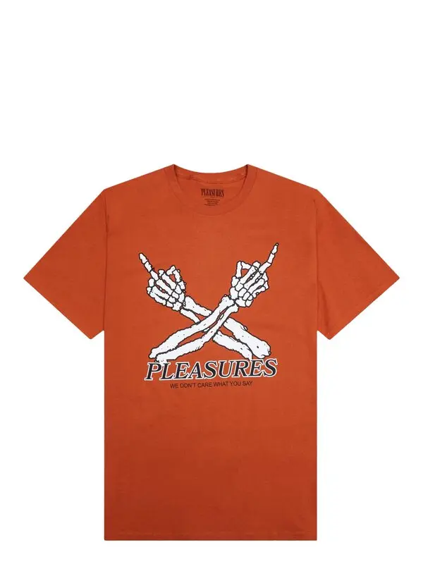 PLEASURES Don't Care" Graphic T-shirt - Orange